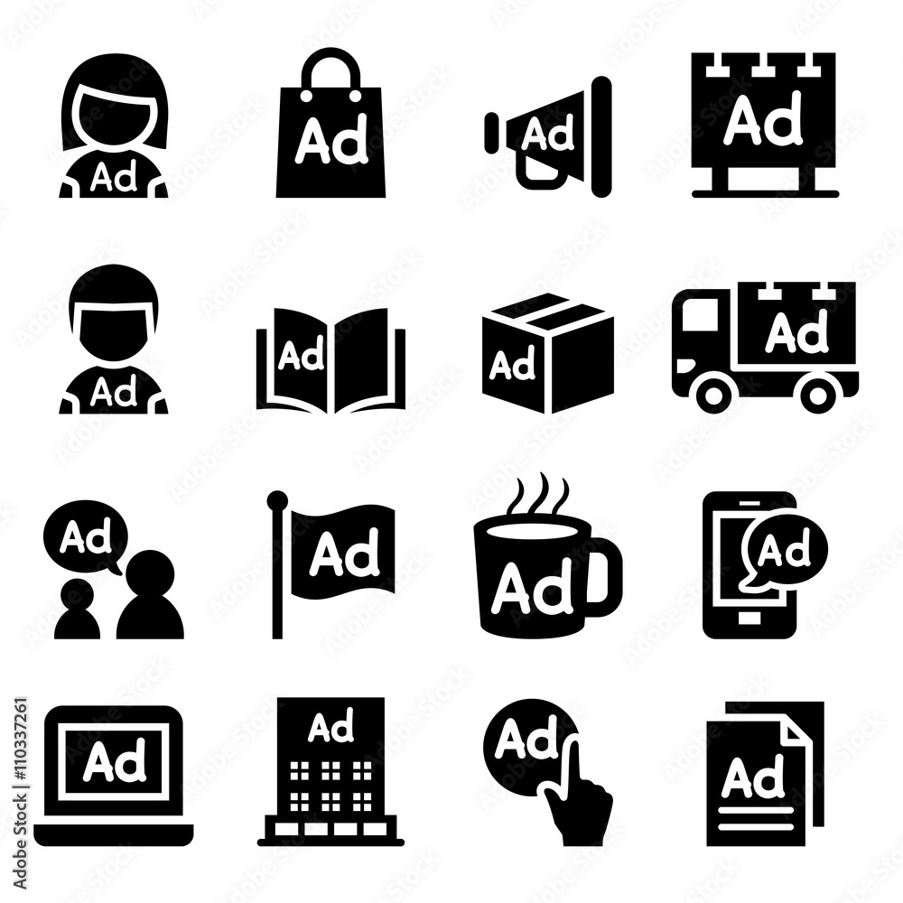 Advertising icon set Stock Vector | Adobe Stock