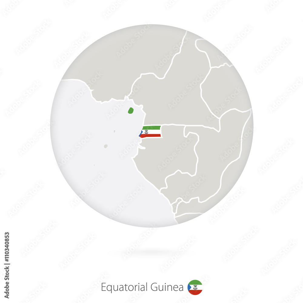 Map of Equatorial Guinea and national flag in a circle. Stock Vector ...