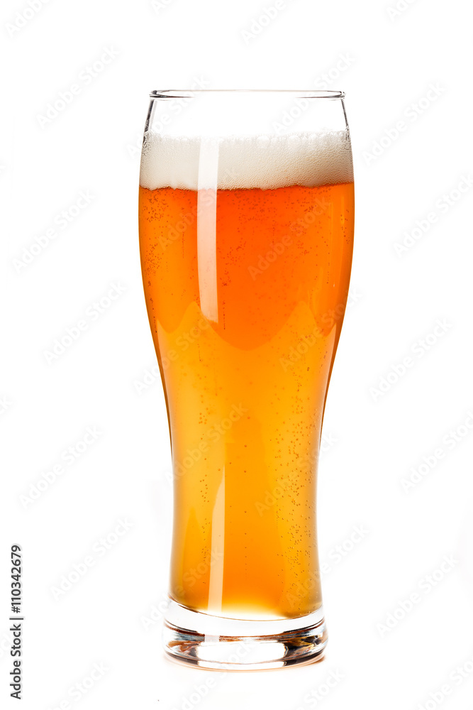 Beer Glass isolated. Beer glass on white background. Bar drink. Beer ...