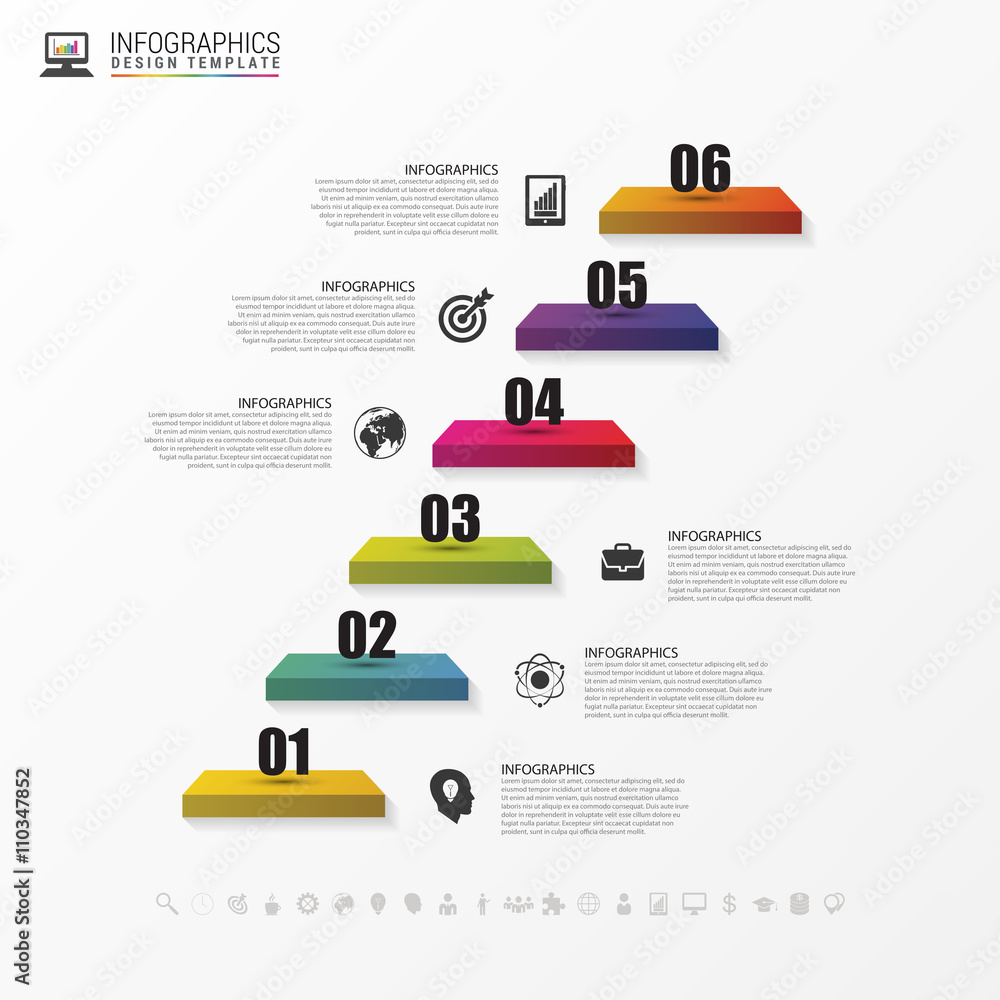 Abstract 3d stairs. Infographic or timeline template. Vector Stock ...
