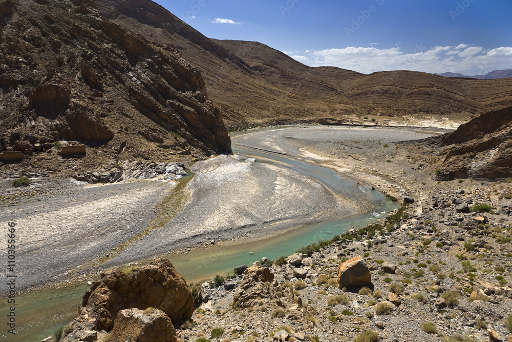 Morocco. Gorges du Ziz (the Ziz River and the Ziz Valley) near the ...