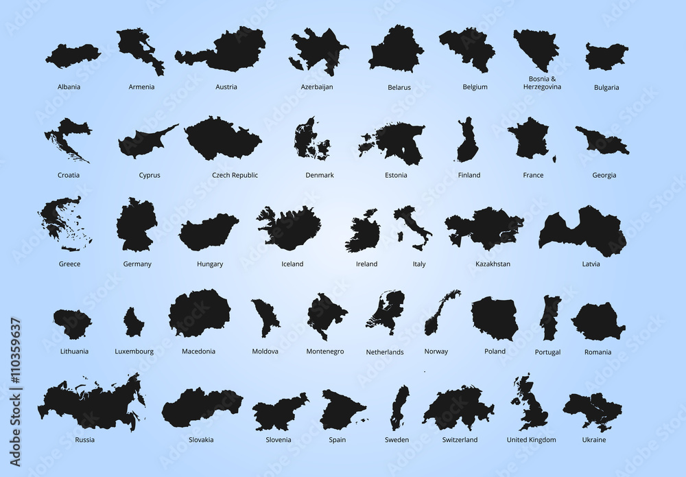 Colorful European countries political map with clearly labeled ...