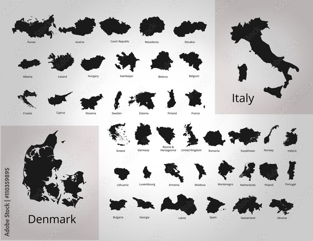 Colorful European countries political map with clearly labeled ...