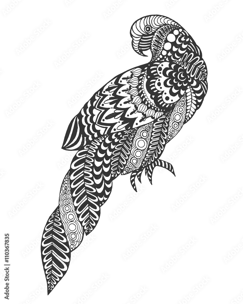 Zentangle stylized parrot. Stock Vector | Adobe Stock