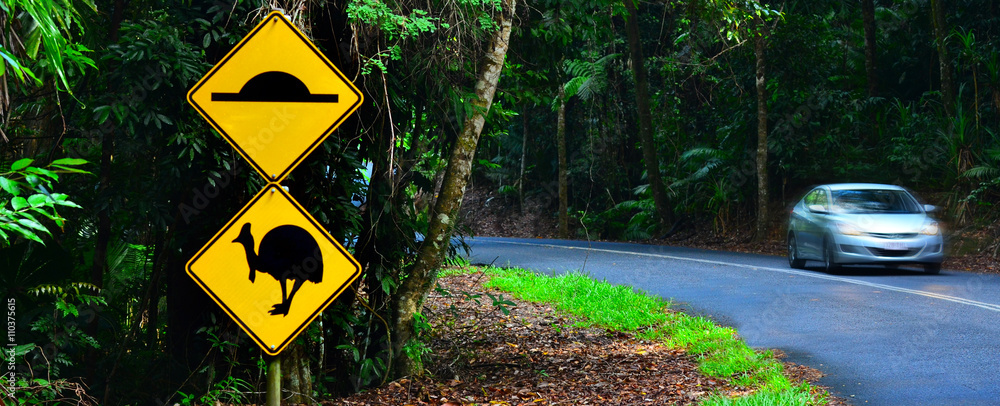 Cassowary warning sign in Queensland Australia Stock Photo | Adobe Stock