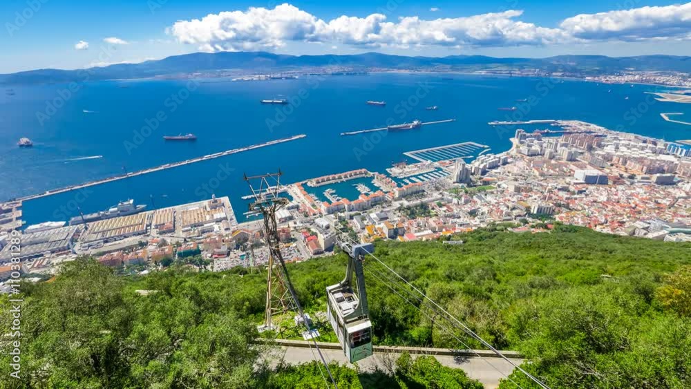 Cable car at the top of Gibraltar Rock, located in the Upper Rock ...