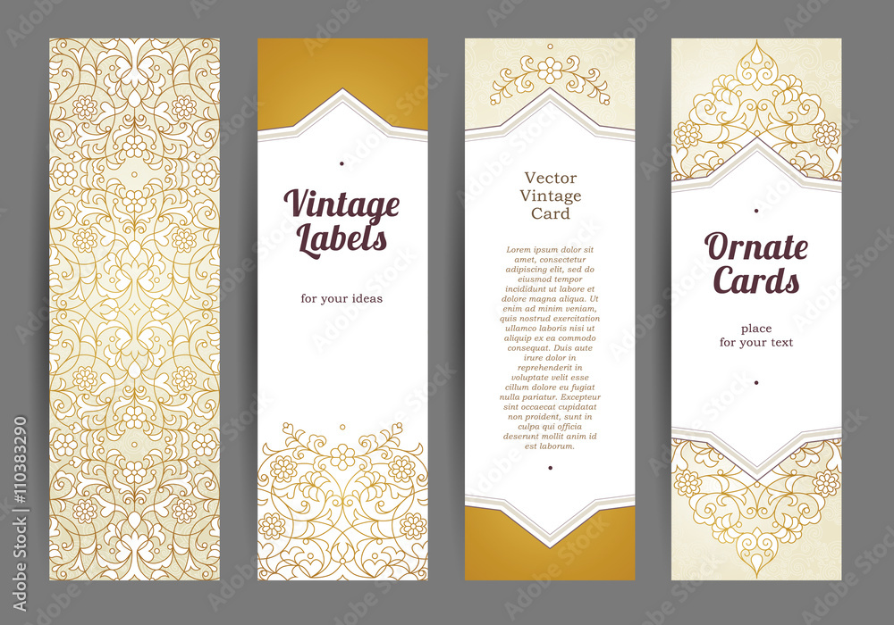 Vector set of golden vertical cards. Stock Vector | Adobe Stock