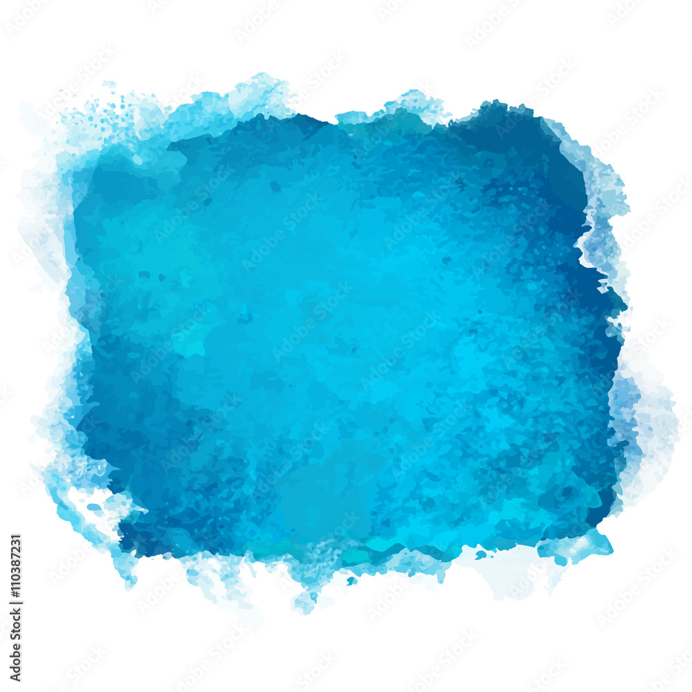 Watercolor blue square paint stain isolated Stock Vector | Adobe Stock