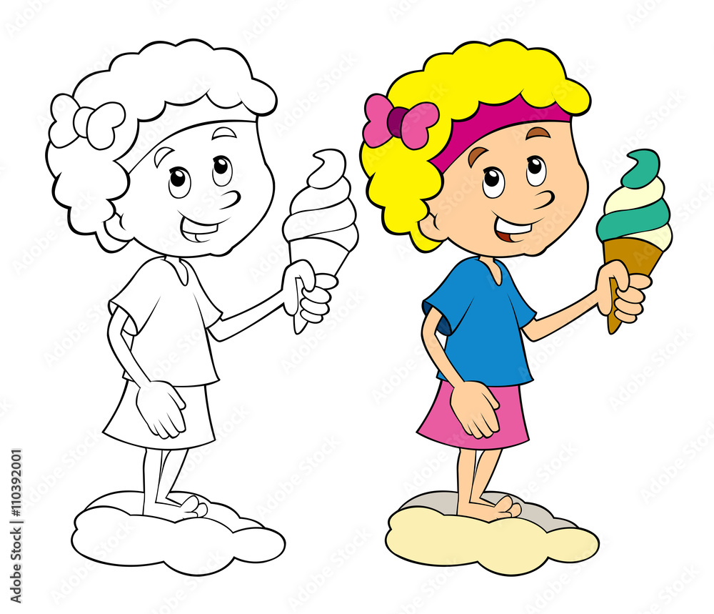 Children Eating Ice Cream Coloring Pages
