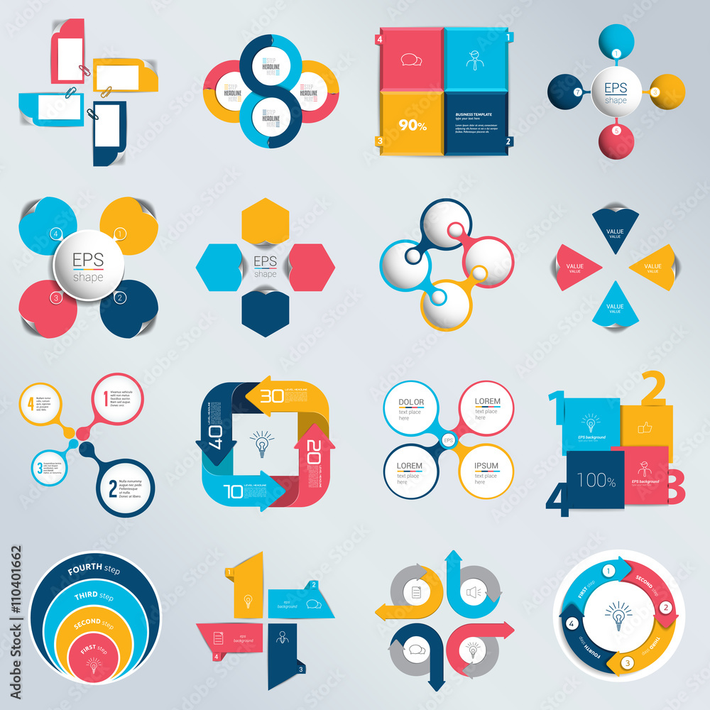 Mega set of business concept with 4 options, steps, processes ...