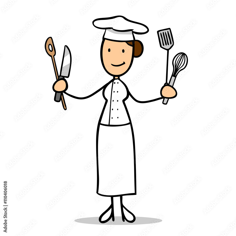 Cartoon Köchin für Restaurant oder Catering Stock Illustration | Adobe ...