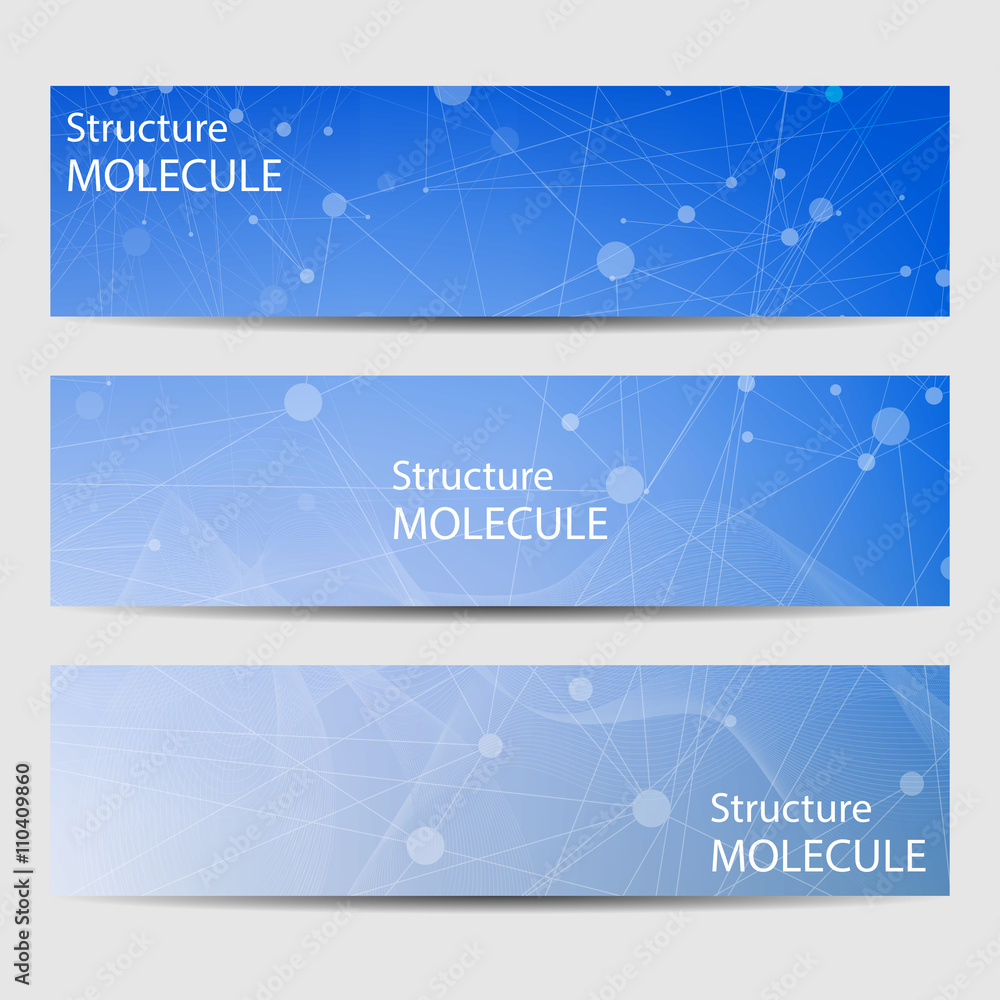 Abstract geometric banners molecule and communication. Science and ...