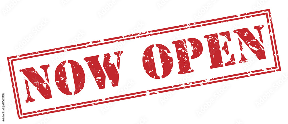 now open red stamp on white background Stock Illustration | Adobe Stock
