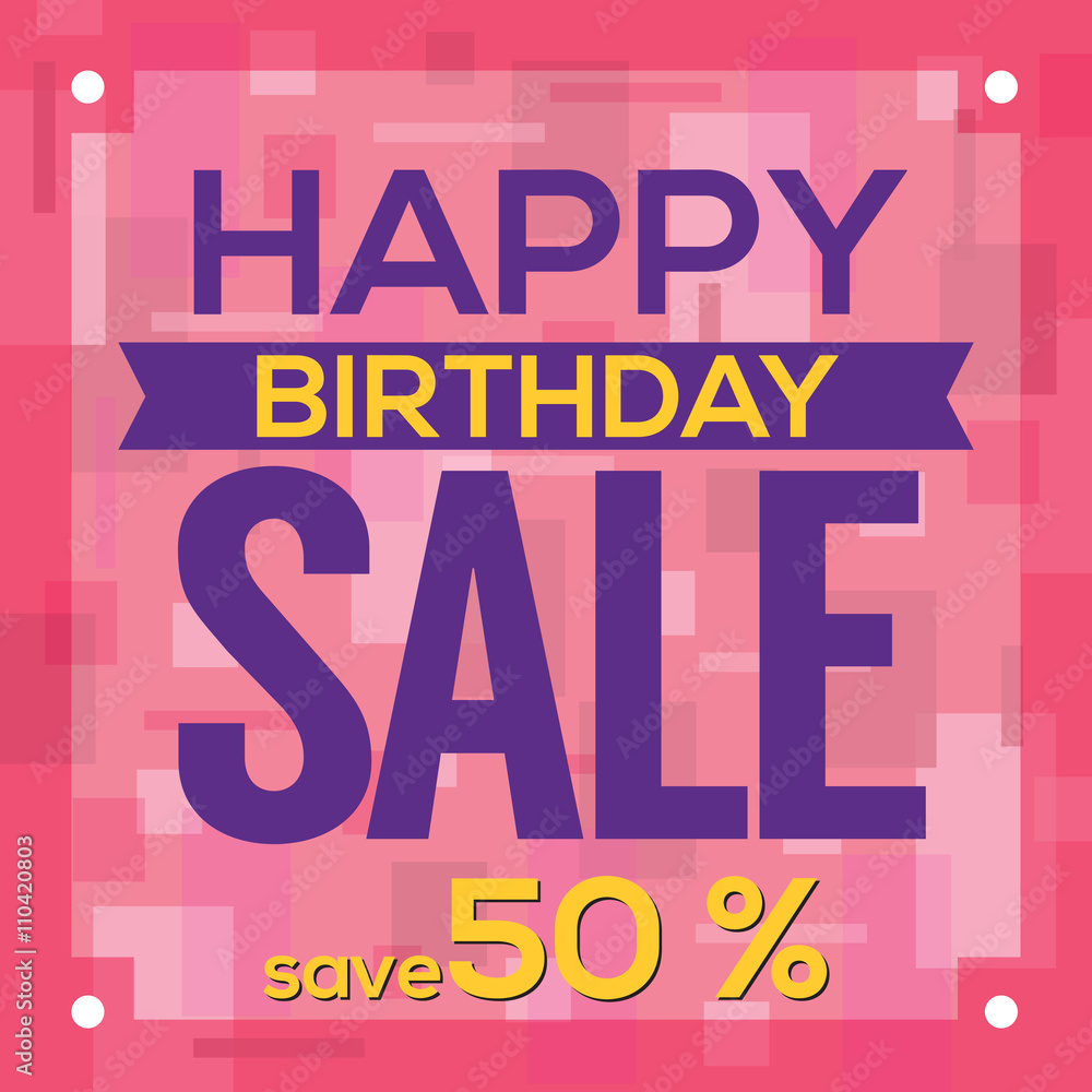 Happy Birthday Sale Banner Vector Illustration. Stock Vector | Adobe Stock