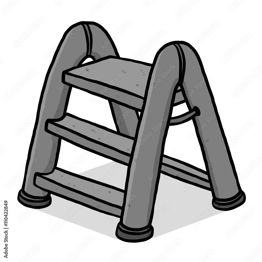 plastic ladder / cartoon vector and illustration, grayscale, hand drawn ...