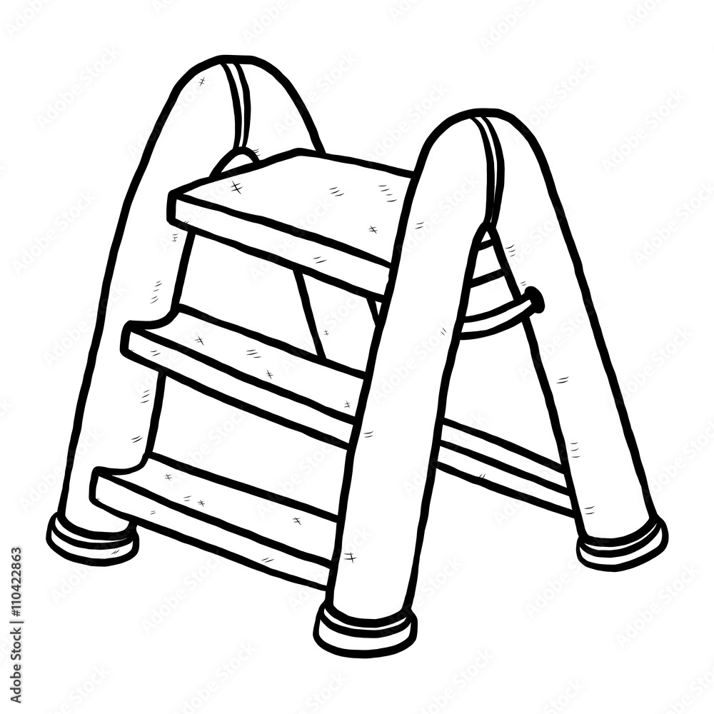 plastic ladder / cartoon vector and illustration, black and white, hand ...