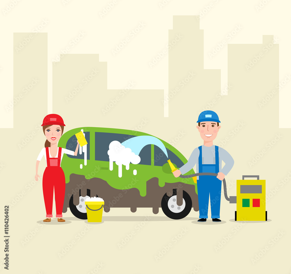 Person Washing Car Clipart