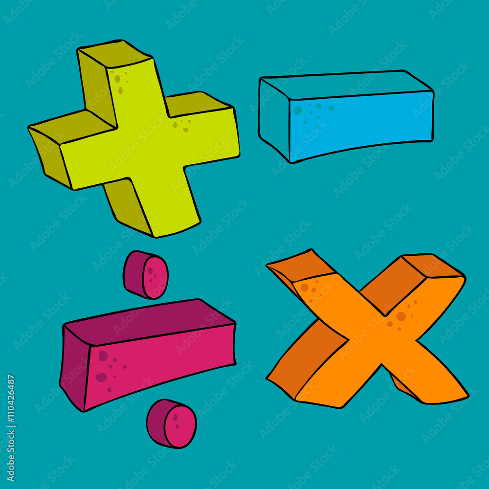 freehand drawn cartoon math symbols Stock Vector | Adobe Stock