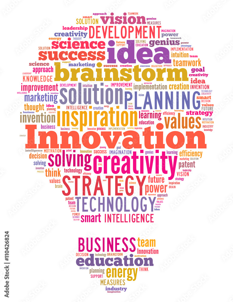 Innovation bulb, word cloud concept 6 Stock Illustration | Adobe Stock