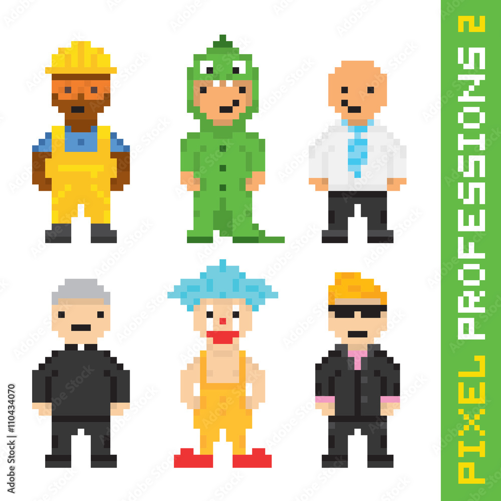 Pixel art style professions vector set 2 Stock Vector | Adobe Stock