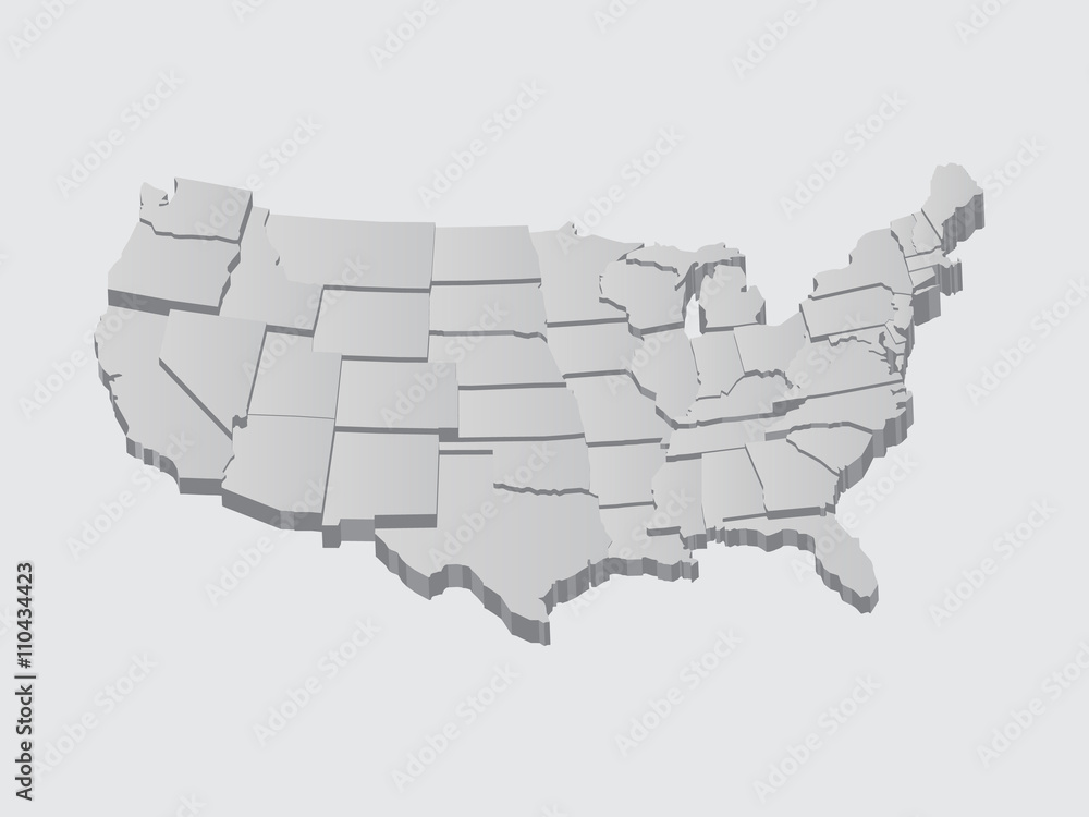 United States 3D Vector Map Stock Vector | Adobe Stock