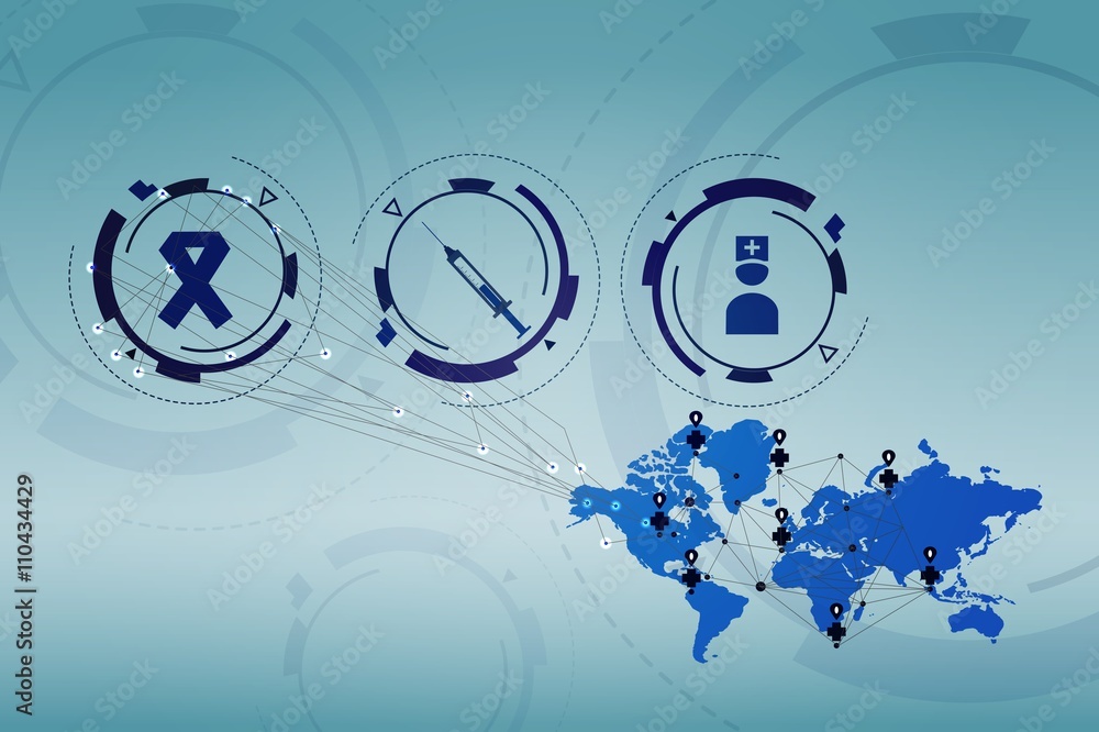 world map with medical icons Stock Vector | Adobe Stock