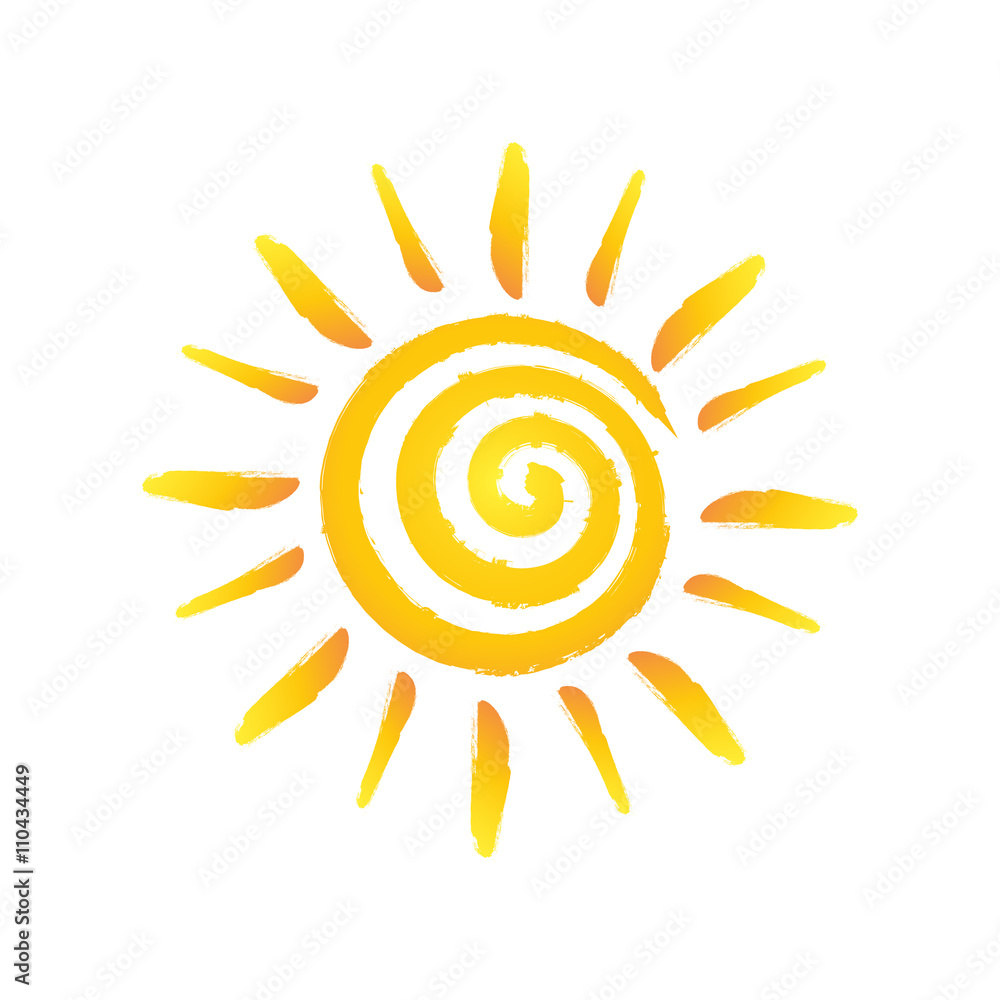 Hand drawn spiral shinny sun. Vector graphic illustration Stock Vector ...