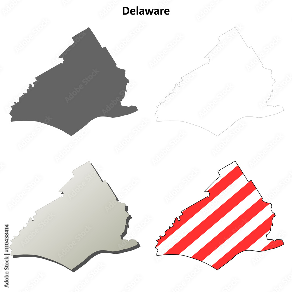 Delaware County, Pennsylvania outline map set Stock Vector | Adobe Stock