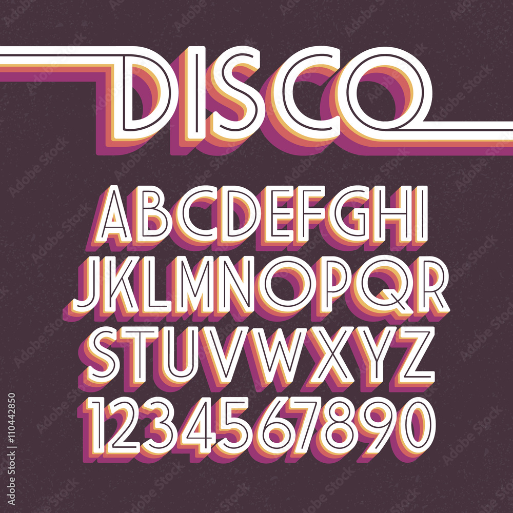 80's Retro Font. Vector disco alphabet Stock Vector | Adobe Stock