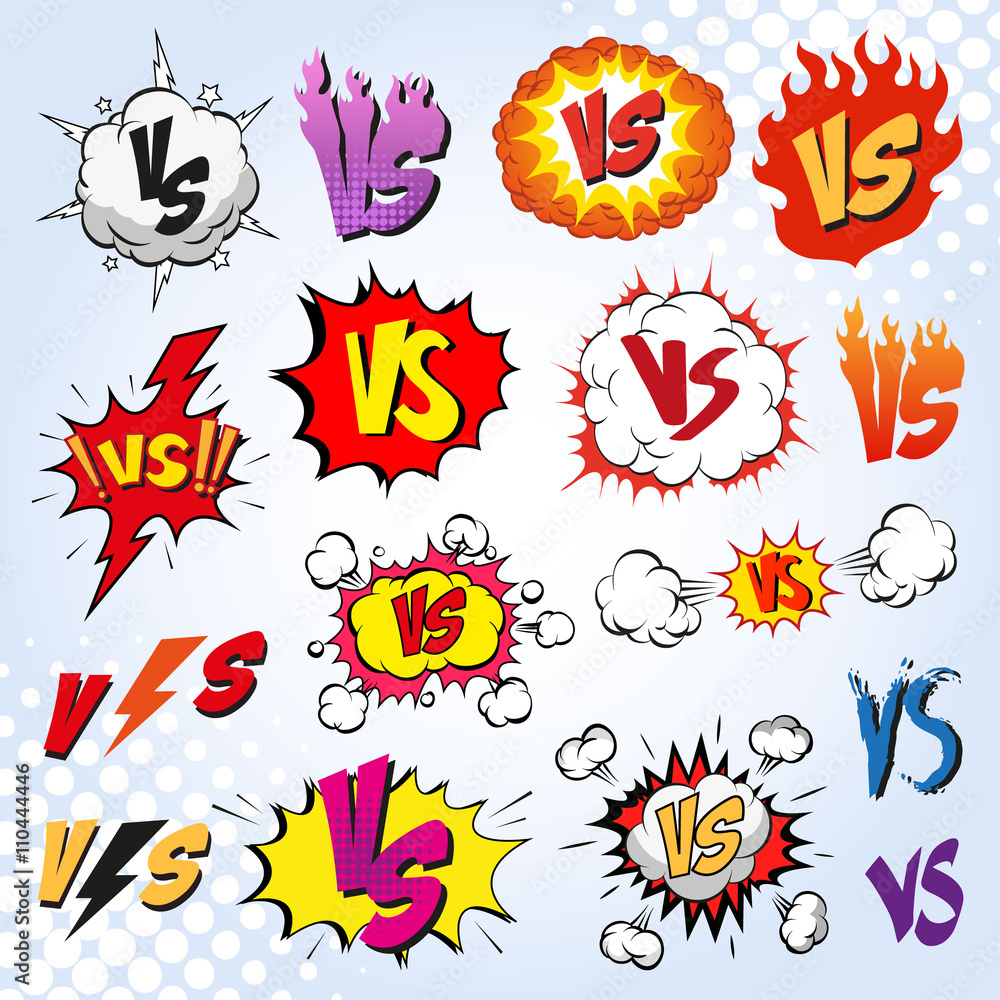 Versus letters fight backgrounds comics style design. Vector ...