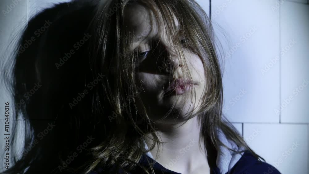 Teen girl. Drug addiction. Depressed face of a teen girl with overdose ...