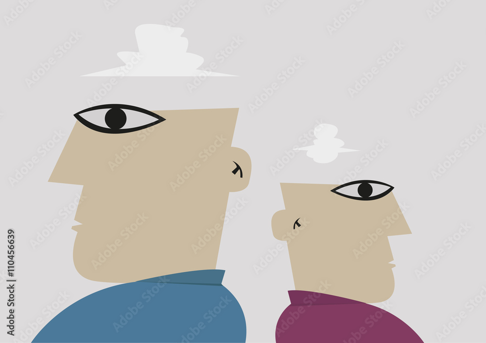 Photo & Art Print Two man stand back to back. Editable Clip Art ...