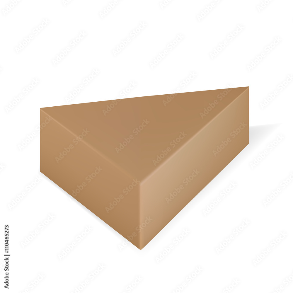 VECTOR PACKAGING: Brown triangle packaging box on isolated white ...