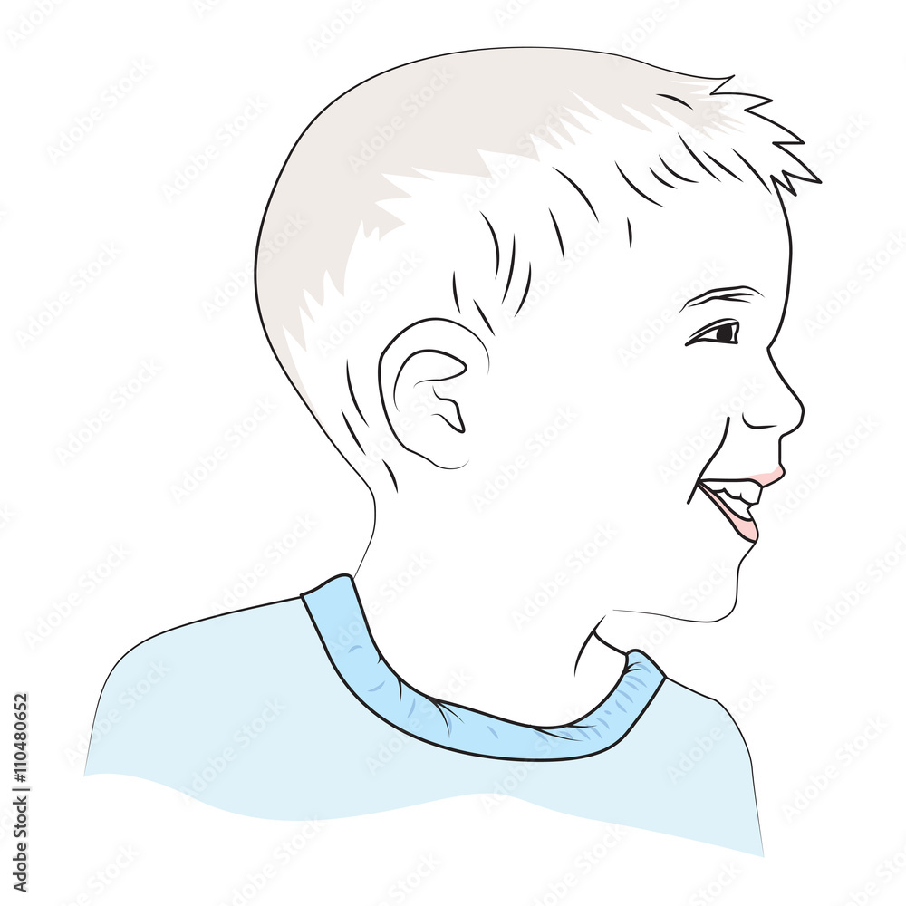 Boy Smile Illustration Vector / Boy Smile Illustration Line Draw Side ...