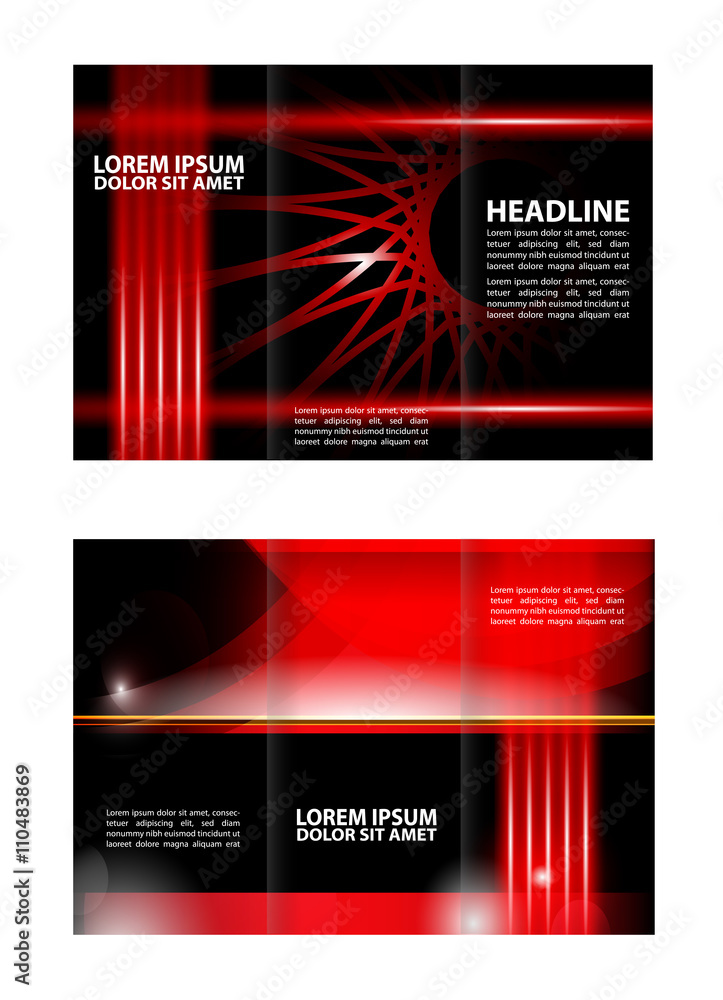 Vector red tri-fold brochure design template Stock Vector | Adobe Stock