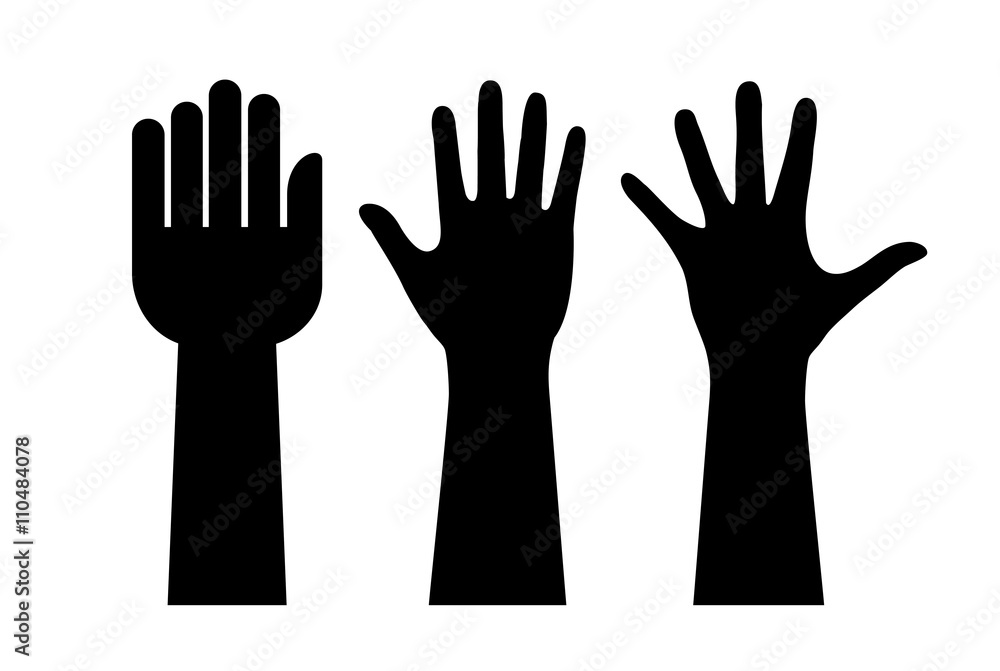 Raised hands silhouette Stock Vector | Adobe Stock