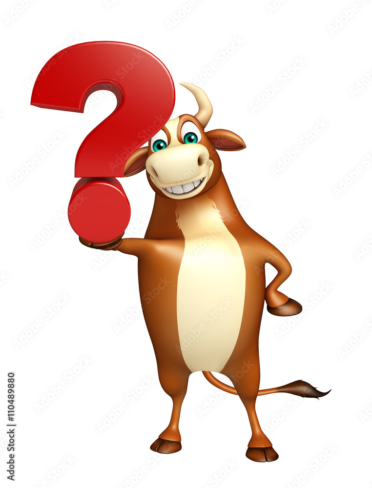 fun Bull cartoon character with question mark sign Stock Illustration ...