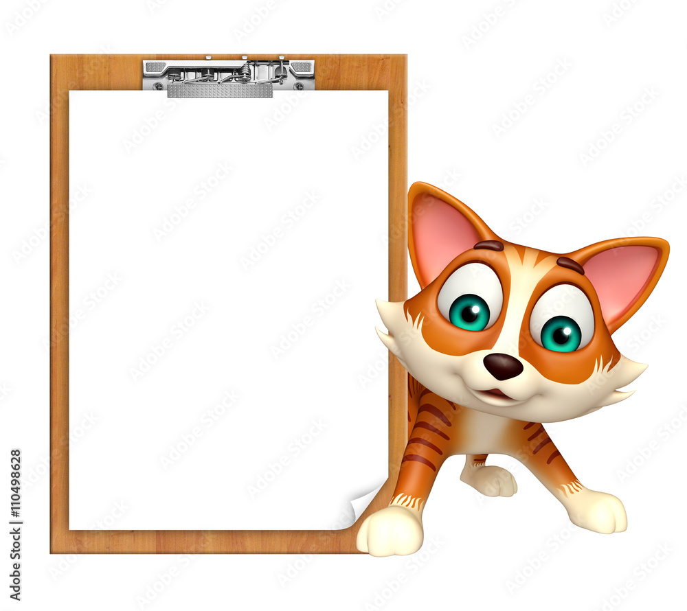 cute cat cartoon character with exam pad Stock Illustration | Adobe Stock