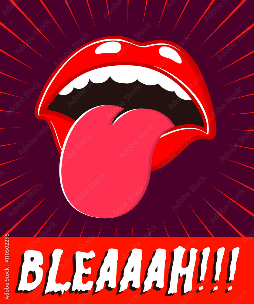 Bleah! Mouth sticking out tongue expressing disgust, distaste grimace ...