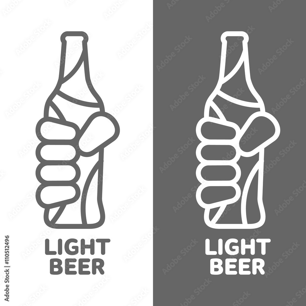Set beer logos, labels isolated alcohol, drunken icons, hop, mug ...