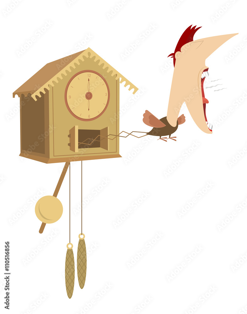 Cuckoo clock. Cuckoo clock with the man head announce the time Stock ...