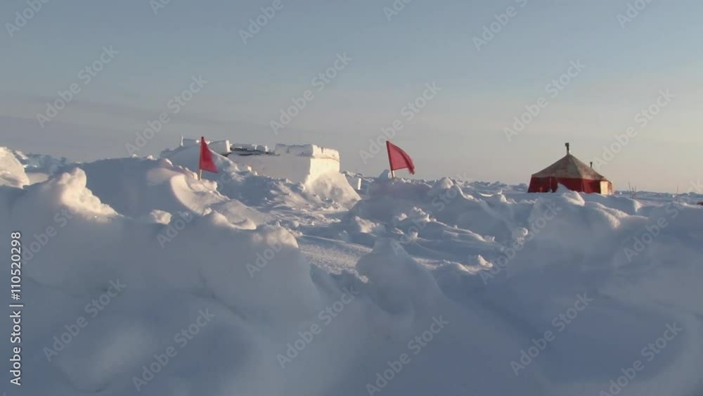 Ice Camp Barneo Arctic near the North Pole. Drift station on frozen ...