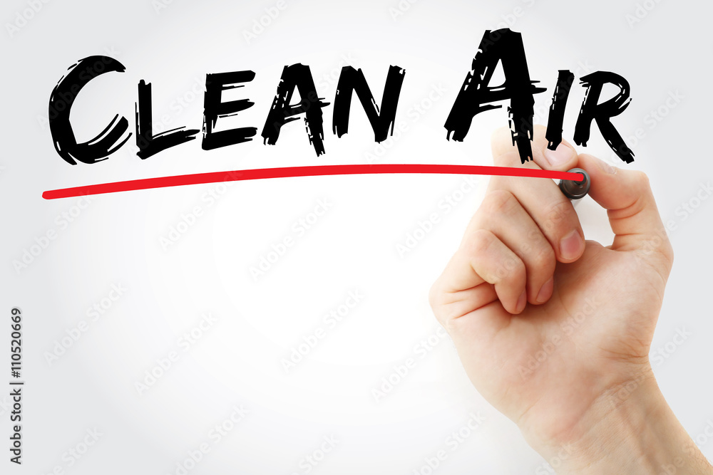Hand writing Clean Air with marker, health concept background Stock ...