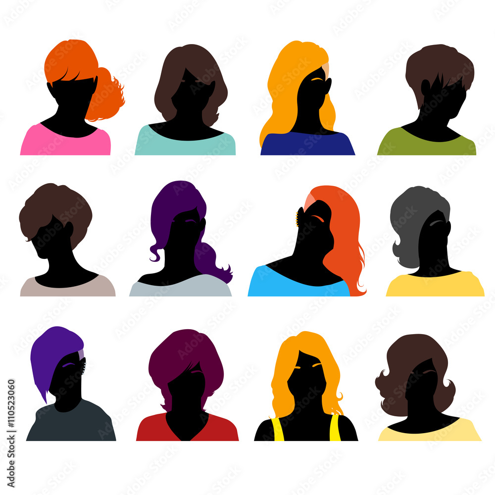 Set of female heads isolated on a white background. Stock Vector ...