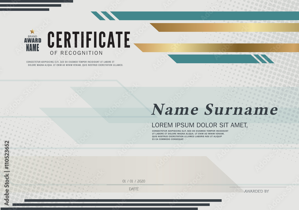 Certificate OF RECOGNITION frame design template layout template in A4 ...