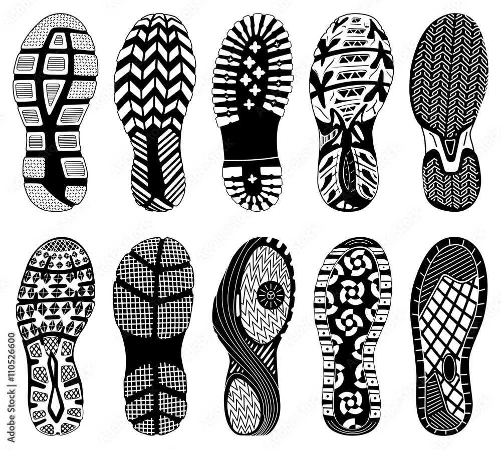 Shoe tracks - Illustration Collection of highly detailed footprints ...