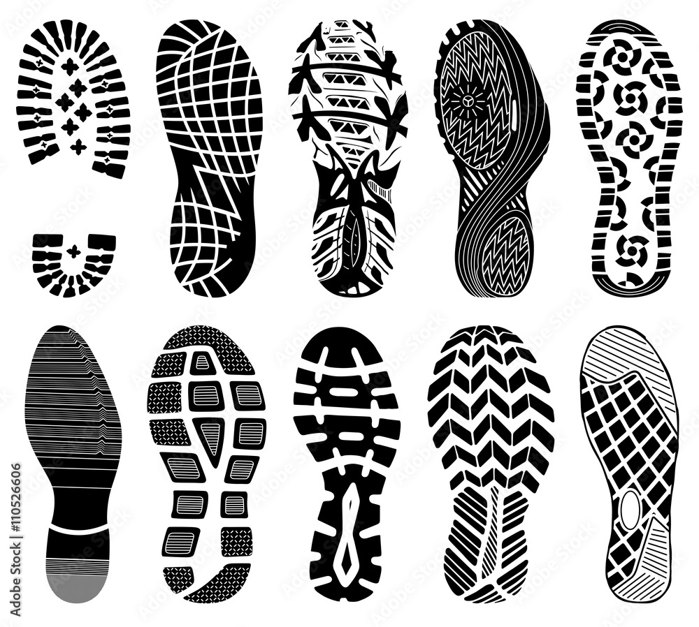 Shoe tracks - Illustration Collection of highly detailed footprints ...
