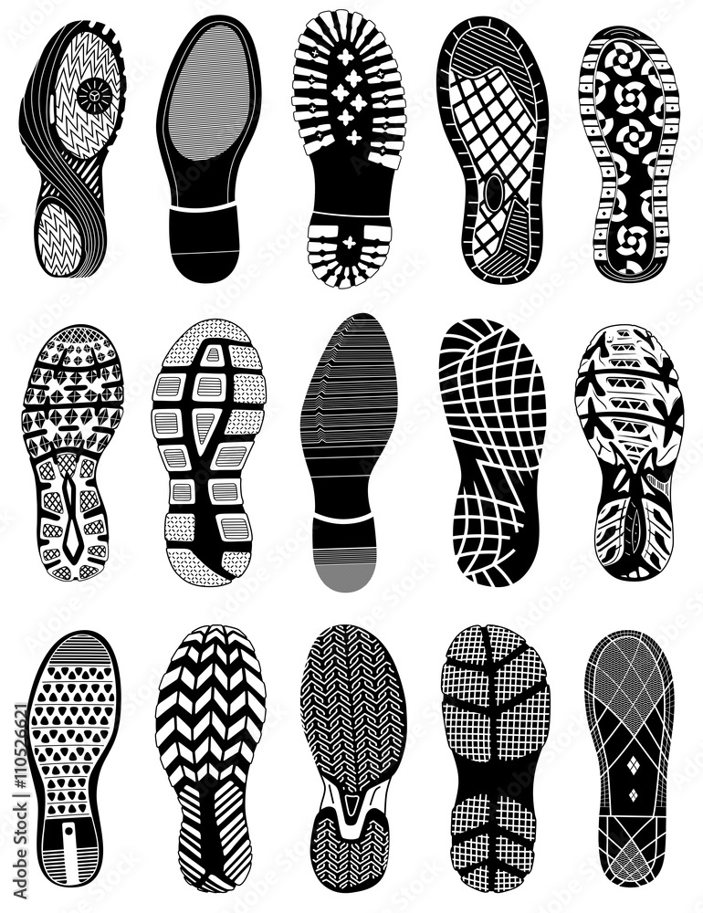 Shoe tracks - Illustration Collection of highly detailed footprints ...