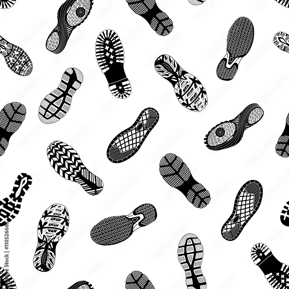 Shoe tracks seamless pattern - Illustration Highly detailed footprints background Stock Vector ...