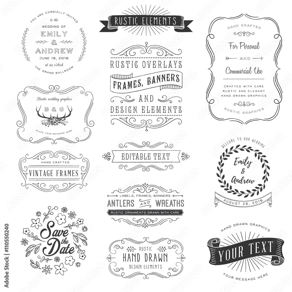 Rustic Clipart Set Stock Vector | Adobe Stock